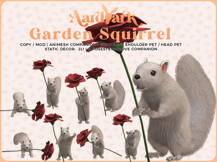 Second Life Marketplace - Aardvark : Garden Squirrel - White
